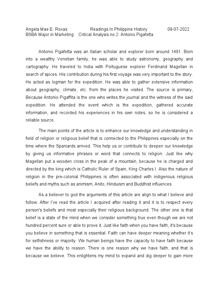 Roxas Bsba RPH Analysis#2 | PDF | Faith | Supernatural