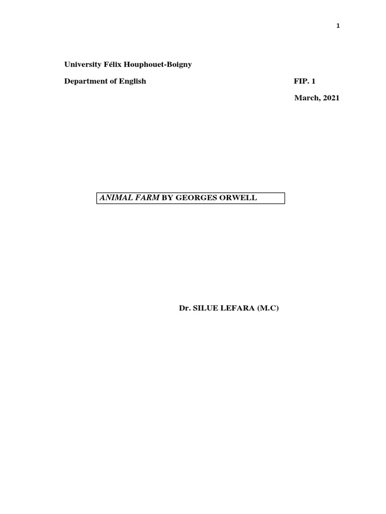 An Analysis of George Orwell's Animal Farm: Exploring its Critique of ...