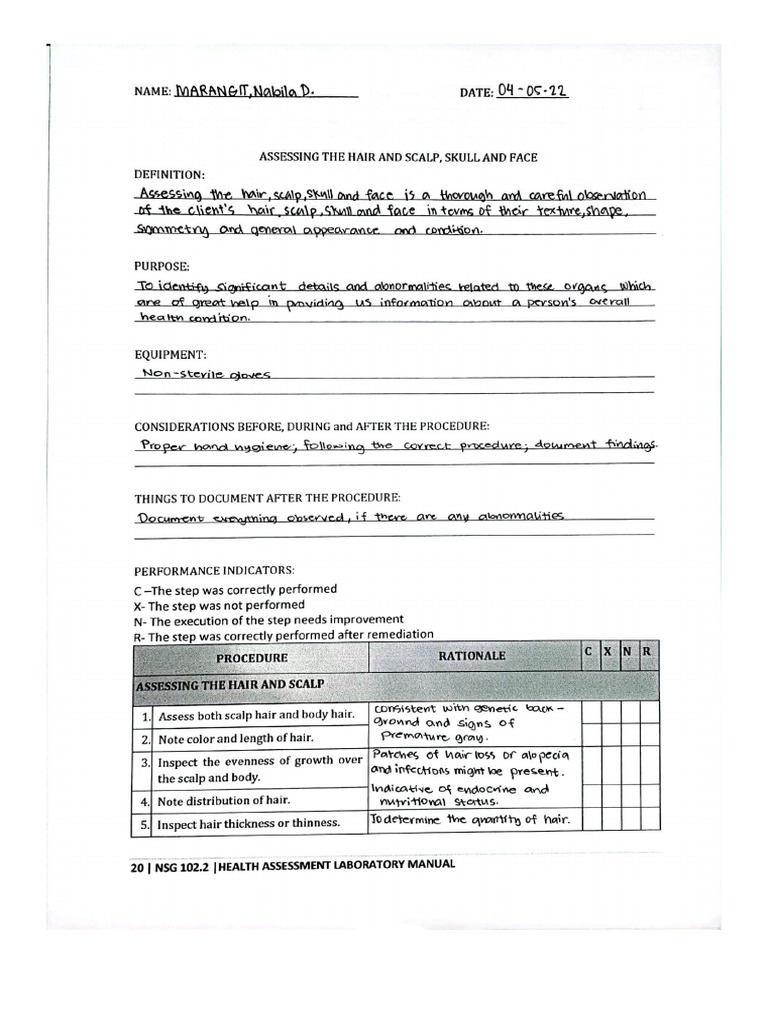Skill 6. Assessing Hair and Scalp, Skull and Face | PDF