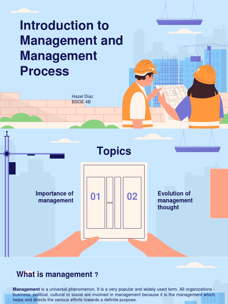 Introduction To Management and Management Process: Hazel Diaz Bsge 4B ...