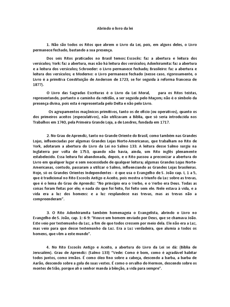 Abrindo o Livro Da Lei | PDF | Loja Maçônica | Maçonaria