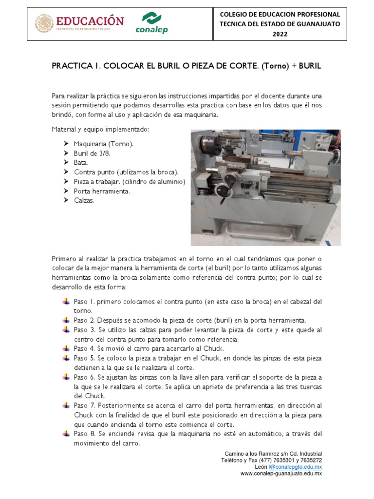 Técnicas y partes del buril en torno | PDF | Herramientas