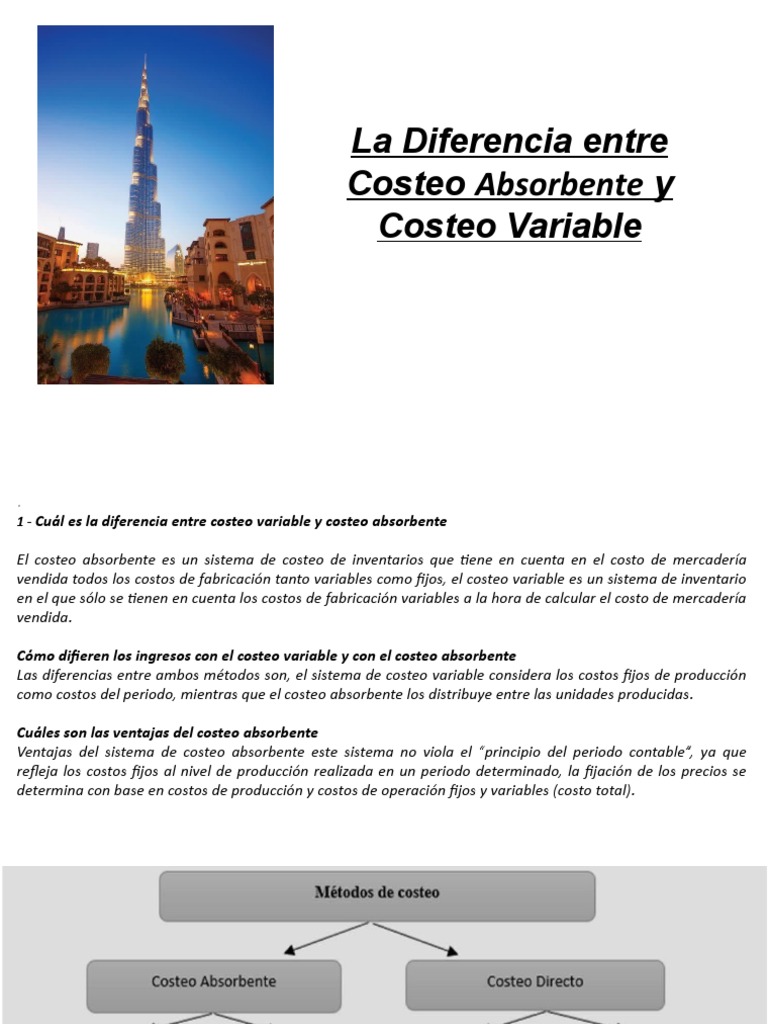 Diferencia Costeo Absorbente Y Costeo Variable PDF Costo Inventario