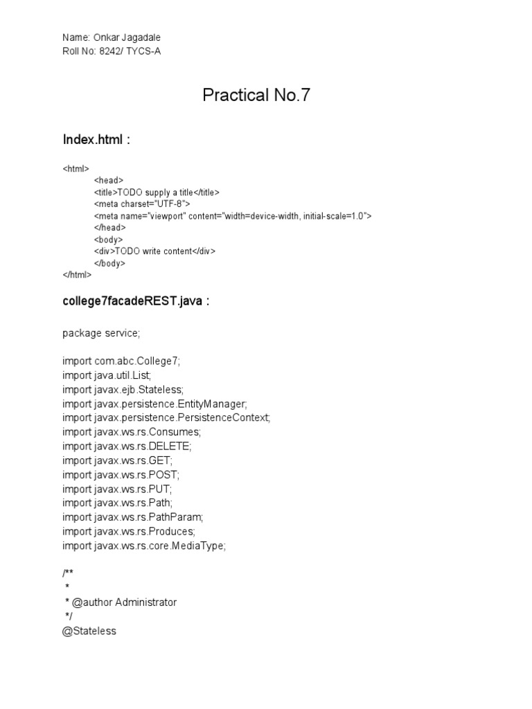 WS Practical No.7 | PDF | Computer Programming | Software Engineering