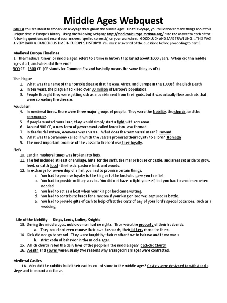 Keshonda SSWH7 Middle Ages Webquest | PDF | Knight | Middle Ages