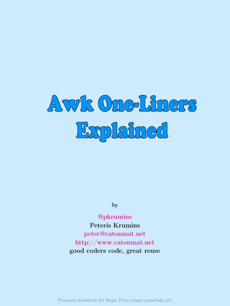 Awk One Liners Explained | PDF | Regular Expression | Software