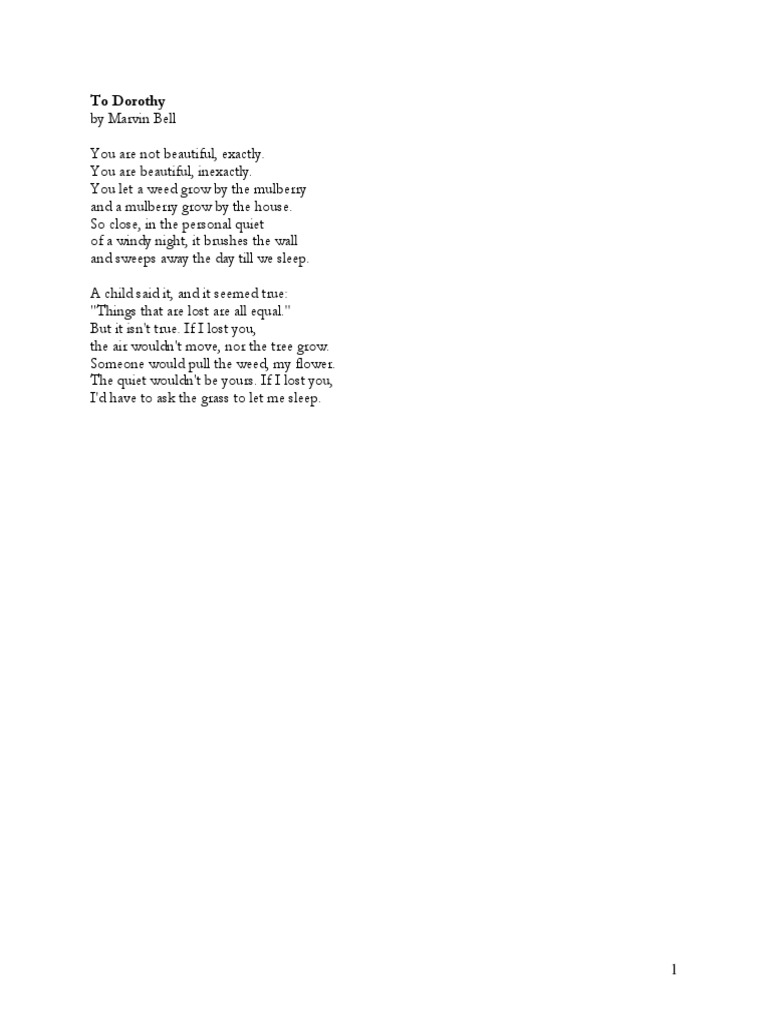 Marvin Bell Poem Packet | PDF