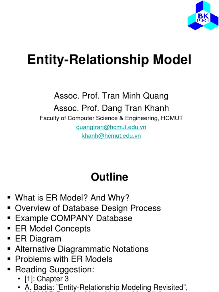 Entity-Relationship Model: Assoc. Prof. Tran Minh Quang Assoc. Prof. Dang Tran Khanh | PDF ...