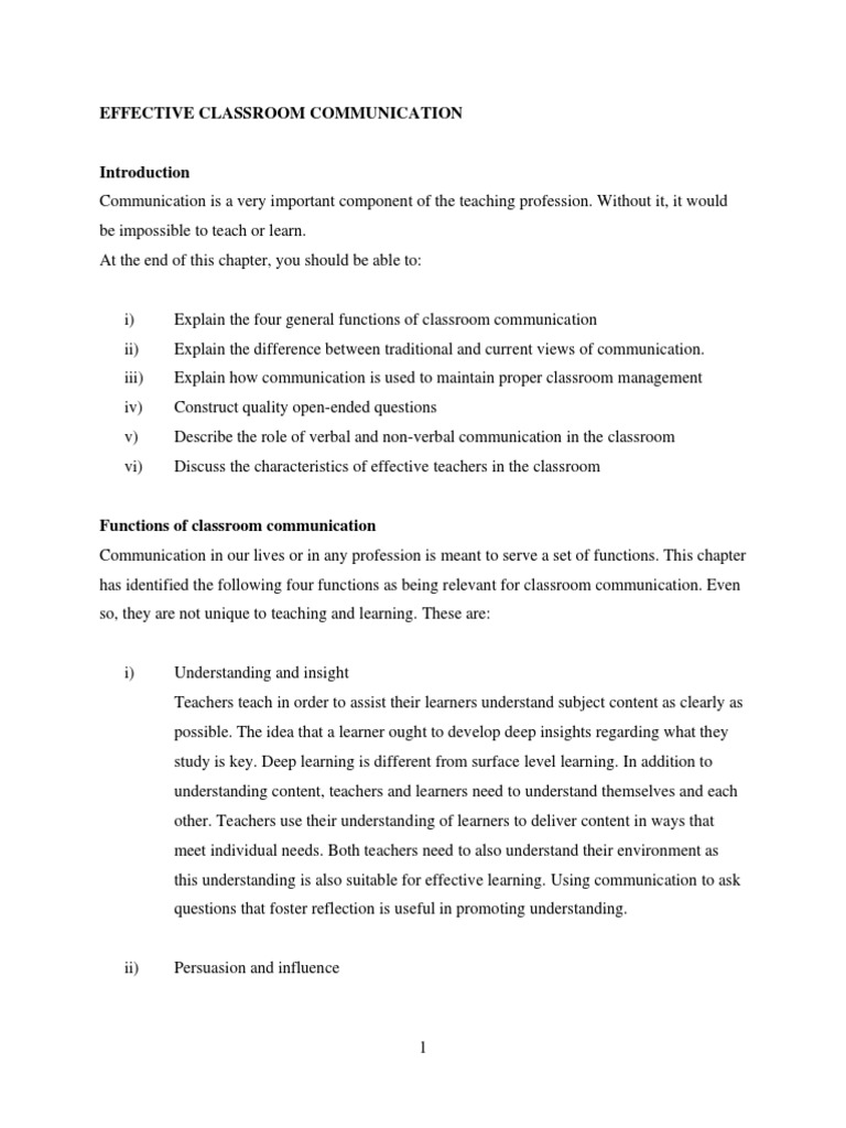 Effective Classroom Communication Strategies | PDF | Teaching Method ...