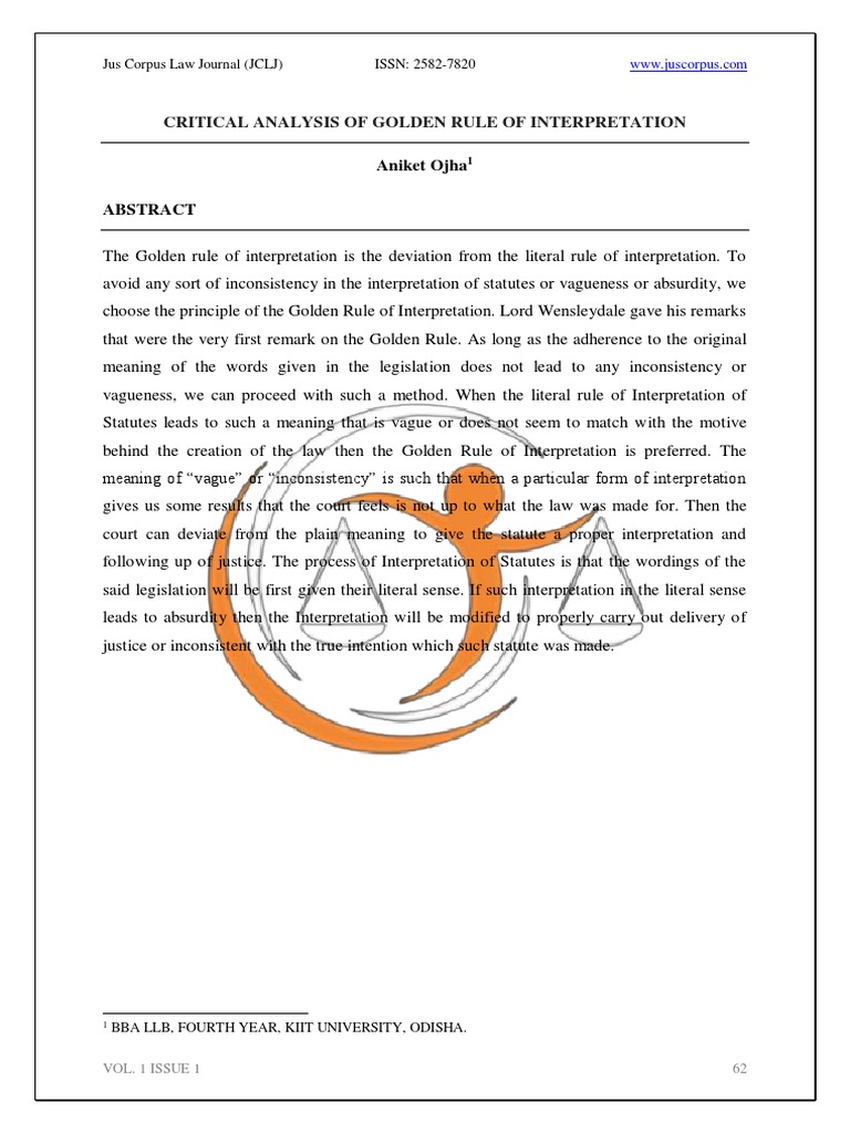 Golden Rule of Interpretation | PDF | Plain Meaning Rule | Ethical ...