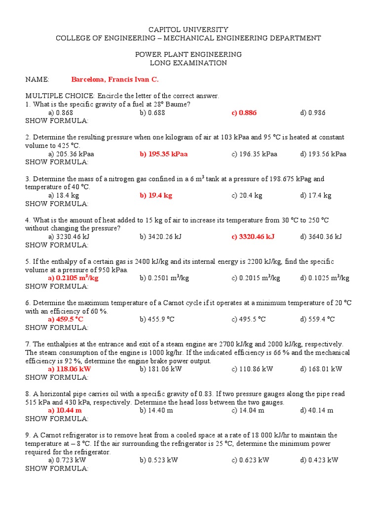 PPE Long Exam Steam Power Barcelona | PDF | Steam Engine | Steam