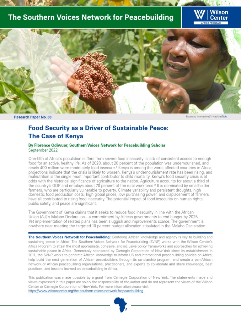 Food Security As A Driver of Sustainable Peace: The Case of Kenya | Download Free PDF | Food ...