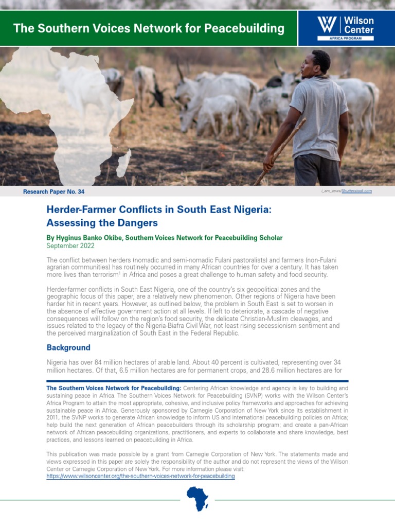 Herder-Farmer Conflicts in South East Nigeria: Assessing The Dangers | PDF | Food Security ...