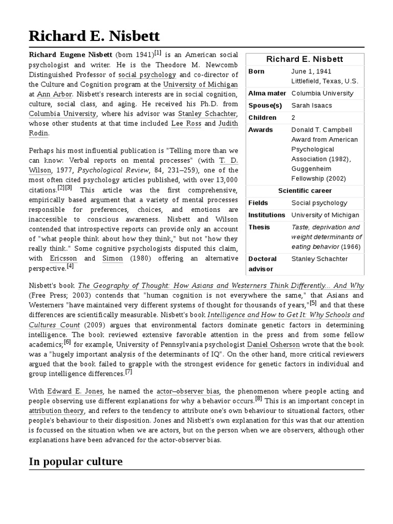 Richard E. Nisbett | PDF | Psychology | Cognition
