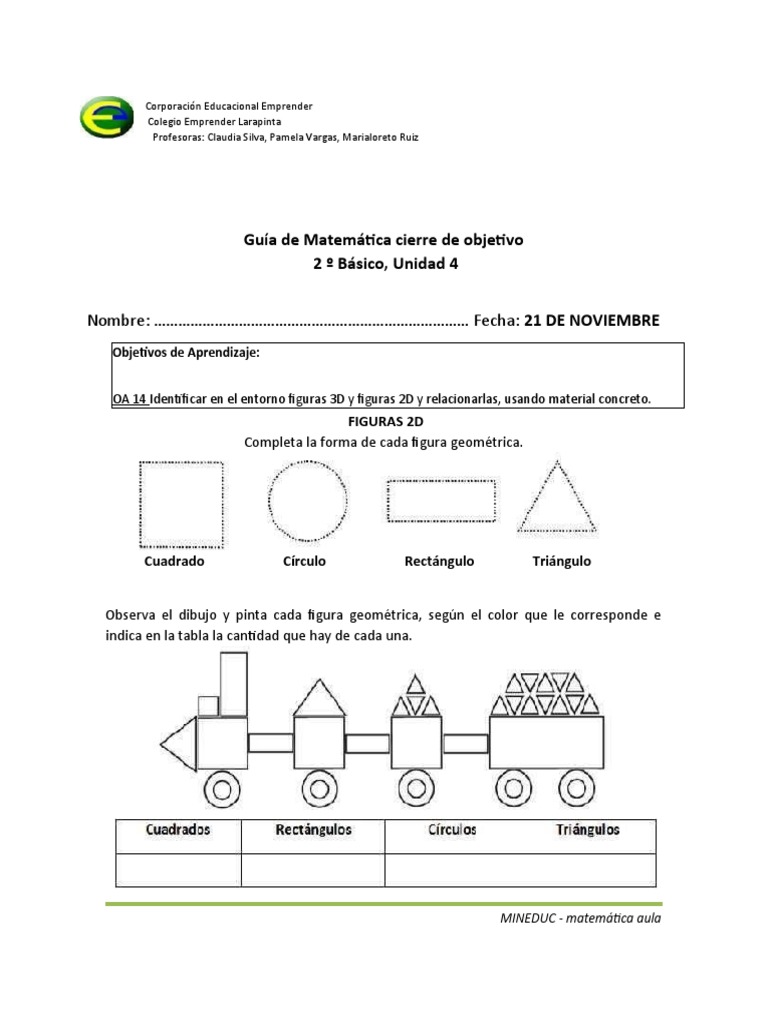 Guía de Matemática 2° Básico Unidad 4 | PDF | Geometría | Objetos ...