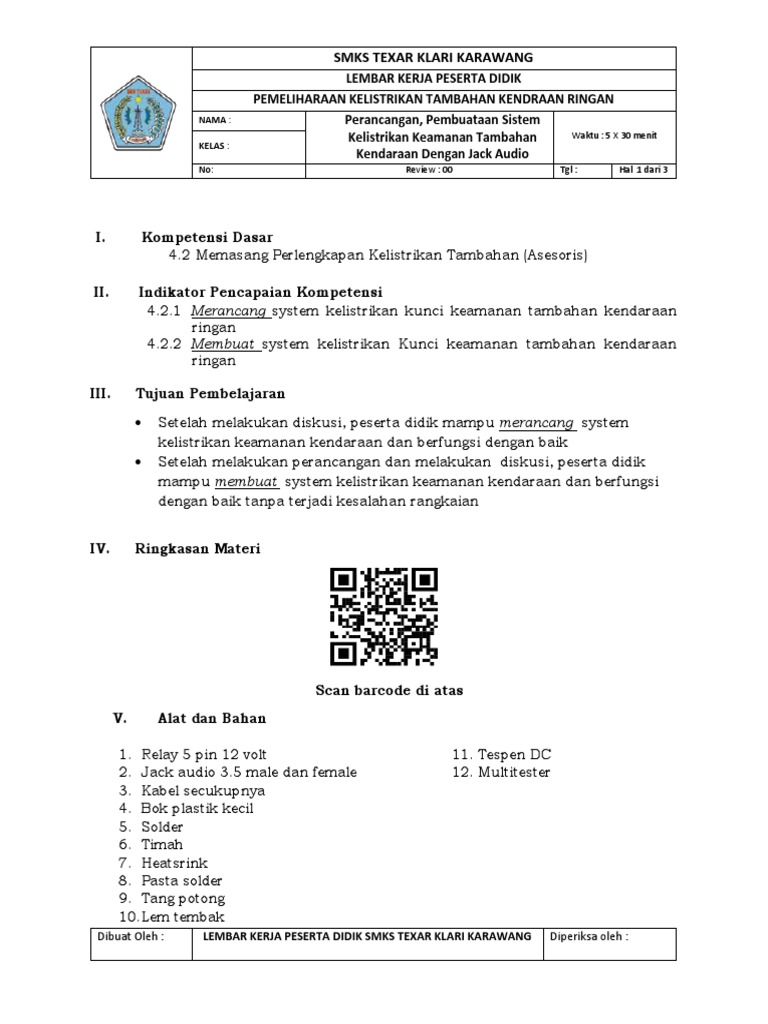 LKPD - Kunci Rahasia Dengan Jack Audio | PDF