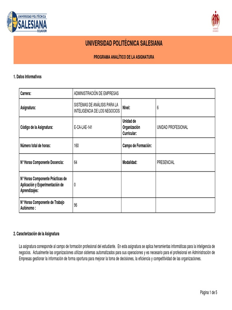 Programa Analitico Asignatura 6121172612766 329817 Pdf Aprendizaje