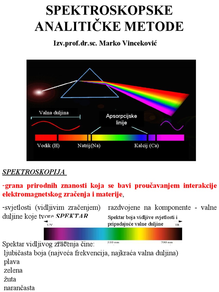 Spektroskopske Analitičke Metode Prezentacija I | PDF