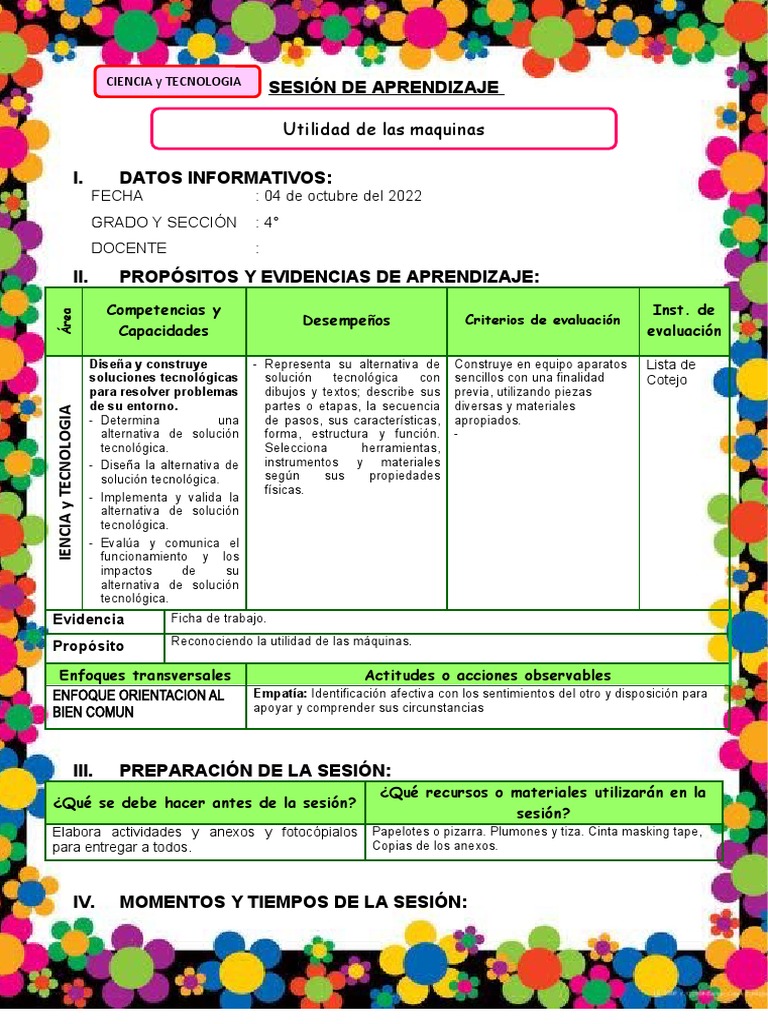SESION 2.2 - S 3 - EDA 8 - P S - 4to-Utilidad de Las Maquinas | PDF | Imprenta | Evaluación