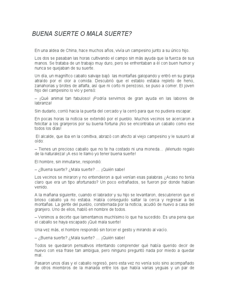Buena Suerte o Mala Suerte | PDF | Caballos