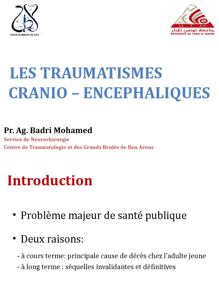 Trauma Cranien DR Badri | PDF | Traumatisme crânien | Médecine clinique