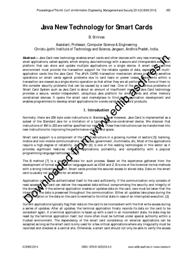 Java New Technology For Smart Cards | Download Free PDF | Java (Programming Language) | Method ...