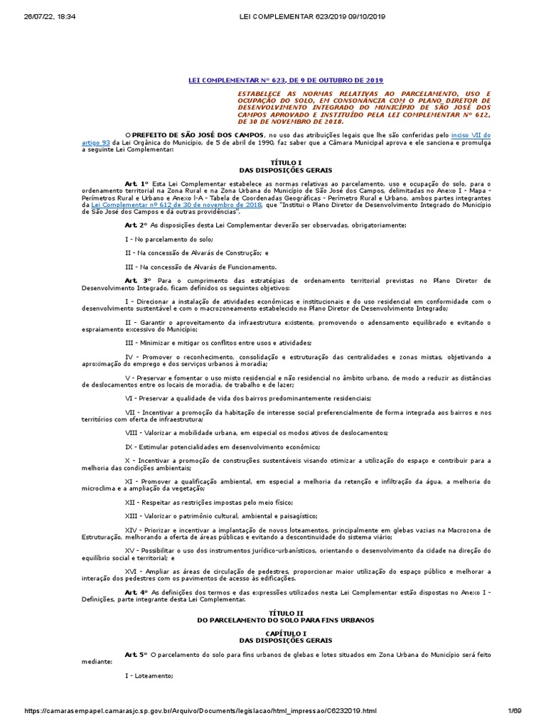 Lei Complementar 623 - 2019 09 - 10 - 2019 | PDF | Ambiente natural | Geociências