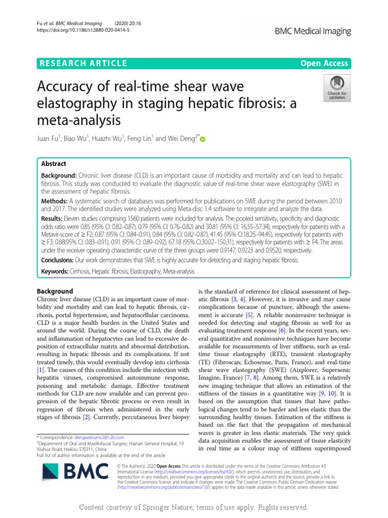 Accuracy of Real-Time Shear Wave Elastography in S | PDF | Cirrhosis | Liver