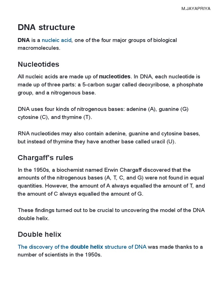 DNA Structure and Replication | PDF | Dna | Dna Replication