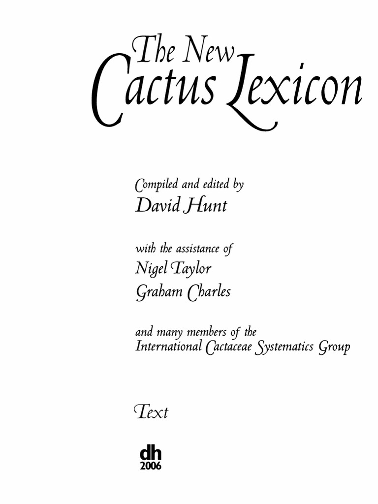 Hunt 2006 The New Cactus Lexicon Vol I (Text) | PDF