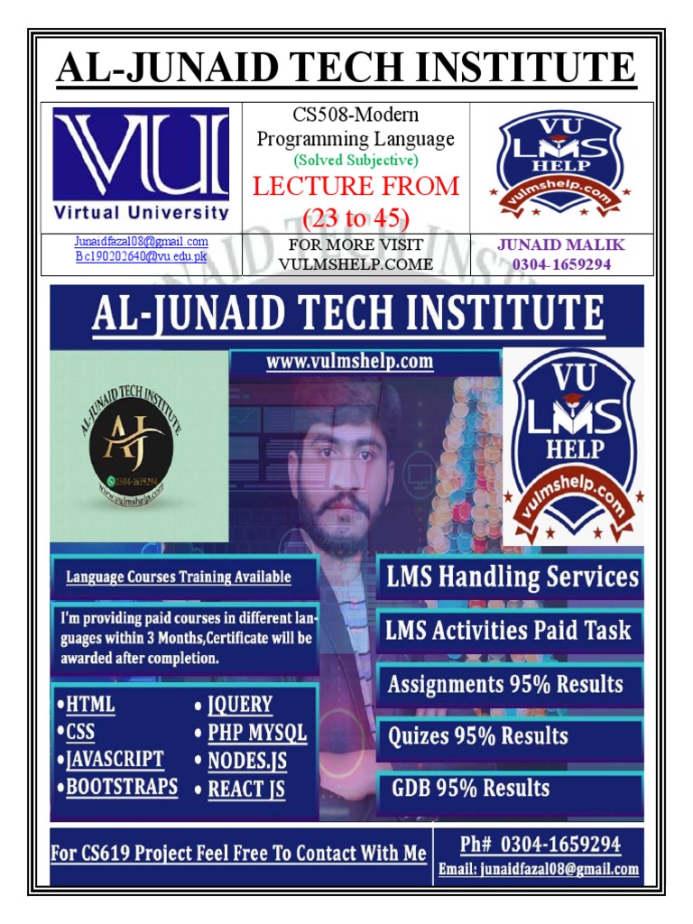 CS508 Solved Subjective Final Term by Junaid | PDF | Subroutine | Pointer (Computer Programming)