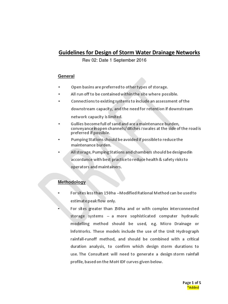 SEPPD Guidelines Design of Storm Water Networks R2 | PDF | Flood | Drainage Basin