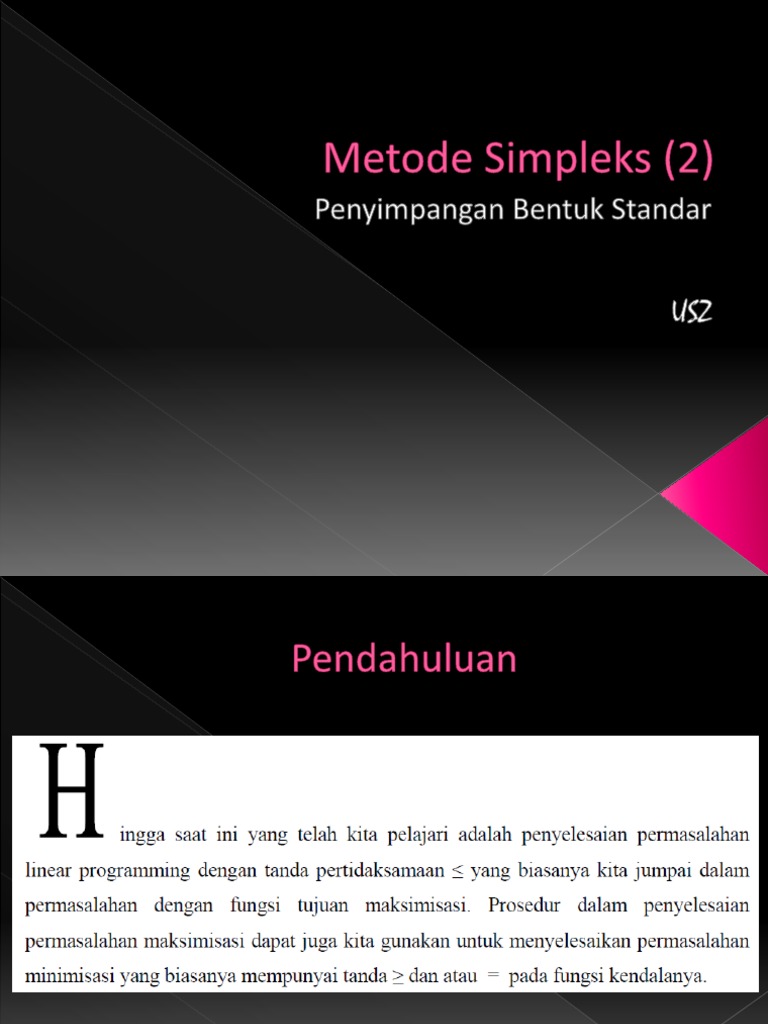 Metode Simpleks untuk Menyelesaikan Masalah Pemrograman Linier | PDF