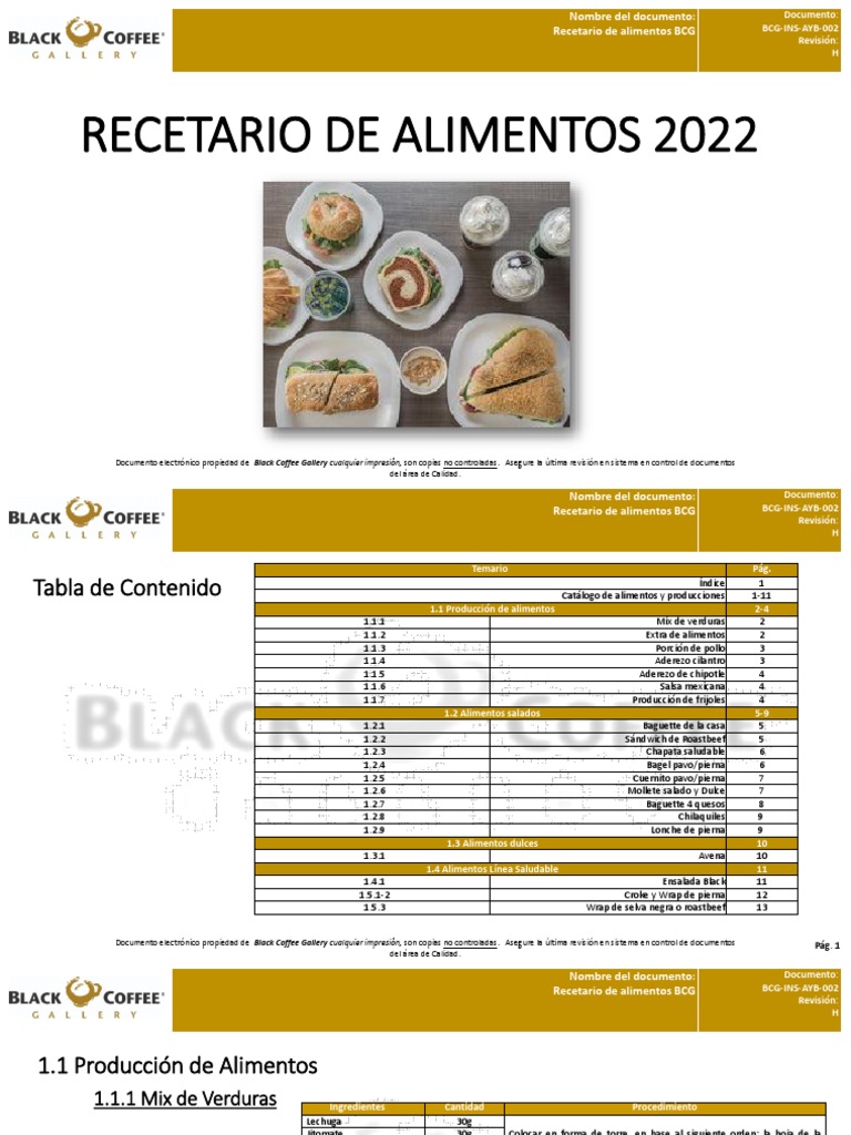 Recetario de Alimentos BCG 2022 | PDF | Panes | Salsa