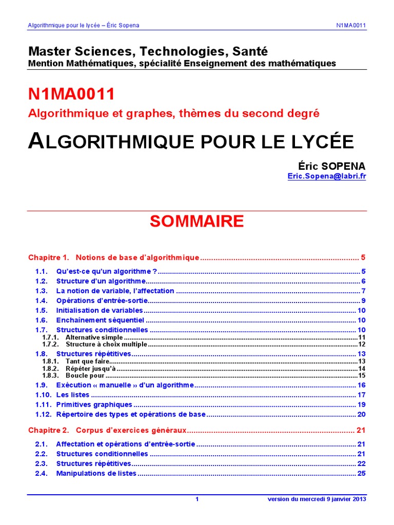 Algorithmique Pour Le Lycée 03 | PDF | Langage de programmation ...