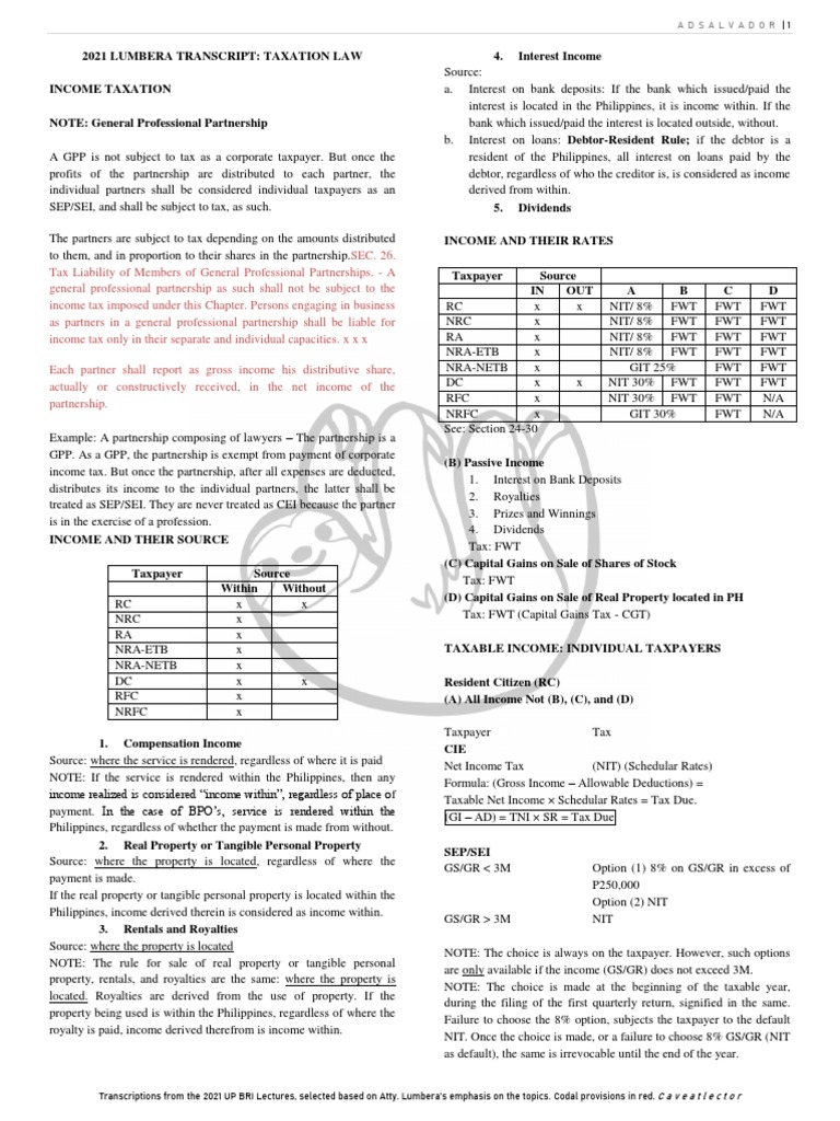 2021 Lumbera Transcript - Adsalvador | PDF | Capital Gains Tax | Taxes