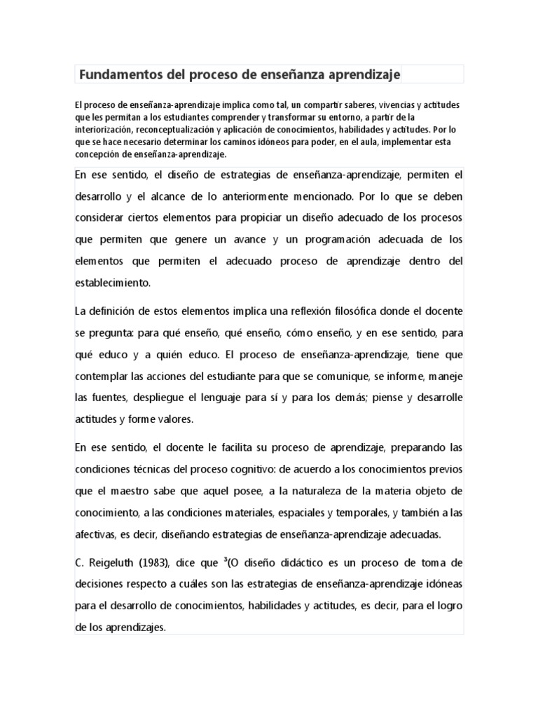 Fundamentos Del Proceso de Ensen Anza Aprendizaje 3 | PDF | Aprendizaje | Aprendiendo estilos