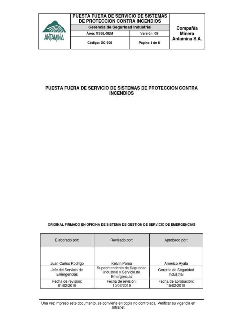 DC306 Puesta Fuera de Servicio | PDF