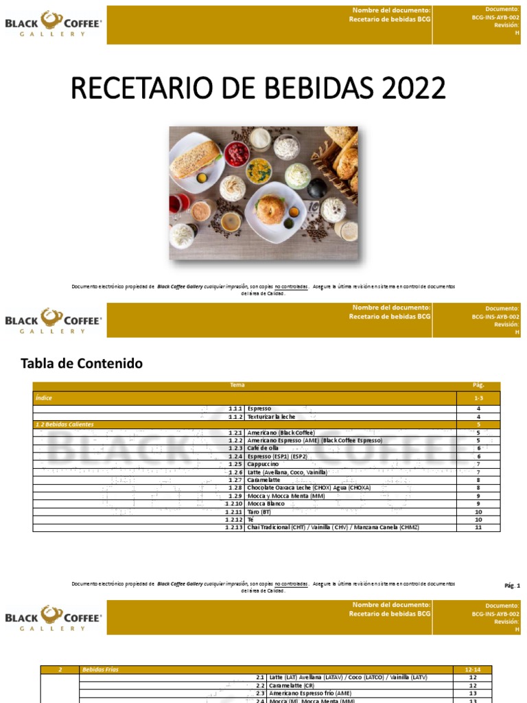 Recetario de Bebidas BCG 2022 | PDF | Chocolate | Leche