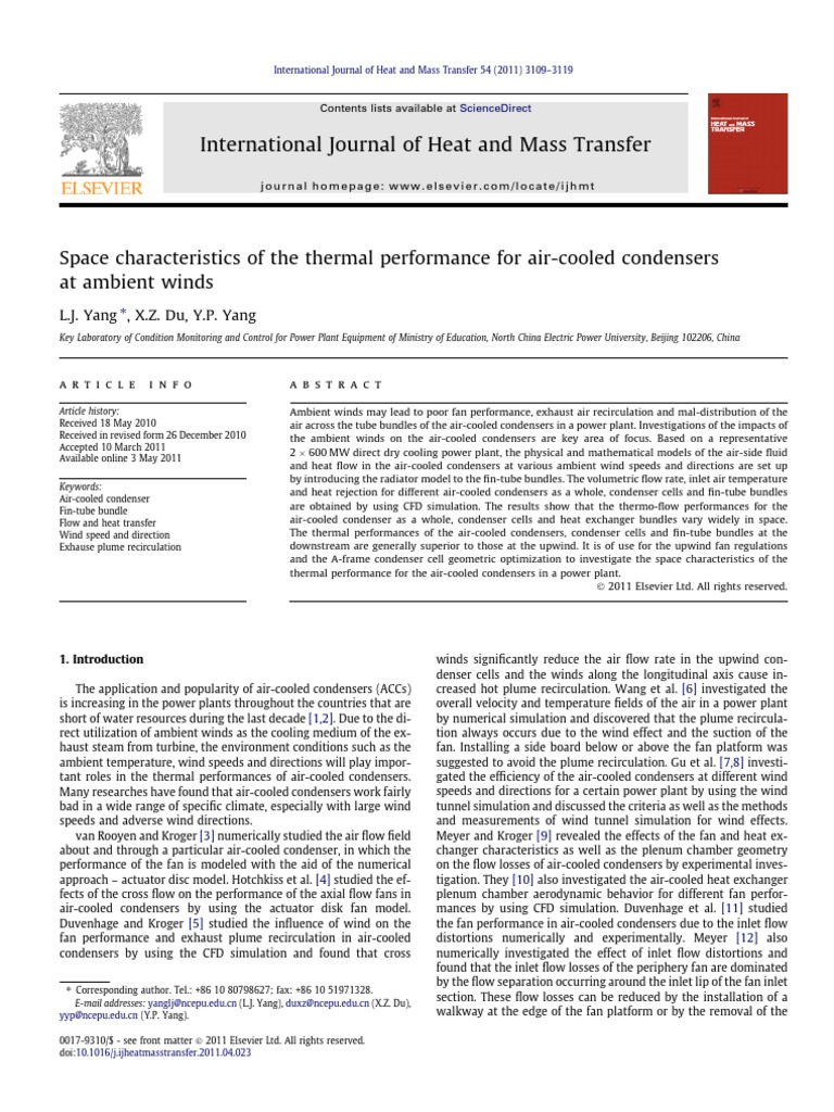 Space Characteristics of The Thermal Performance For Air-Cooled ...