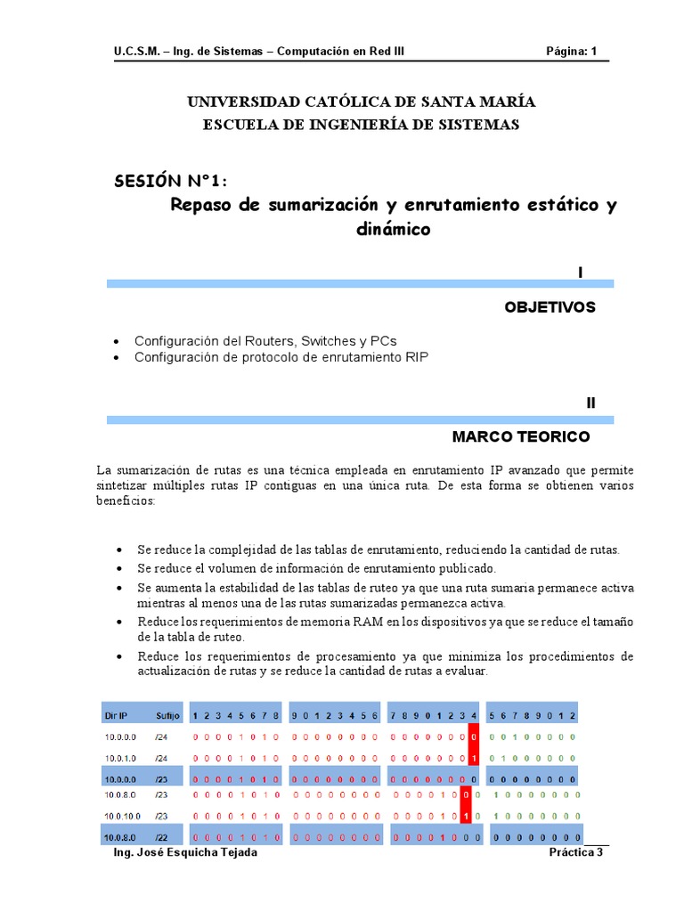 CR3 Sumarizacion y Enrutamiento | PDF | Enrutador (Computación) | Dirección IP
