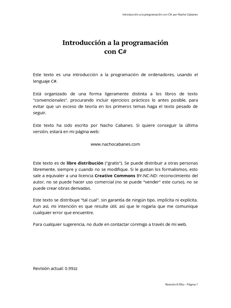 Introduccion A La Programacion Con C | PDF | .NET Framework | Lenguaje de programación
