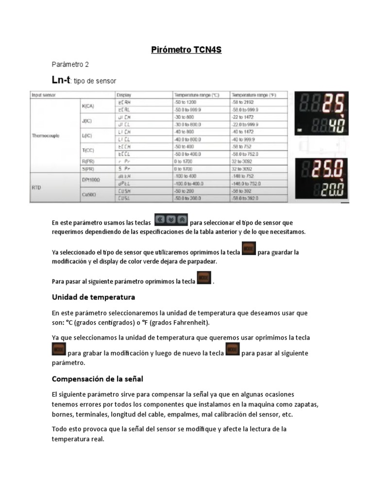 Pirómetro TCN4S | PDF | Temperatura | Sensor