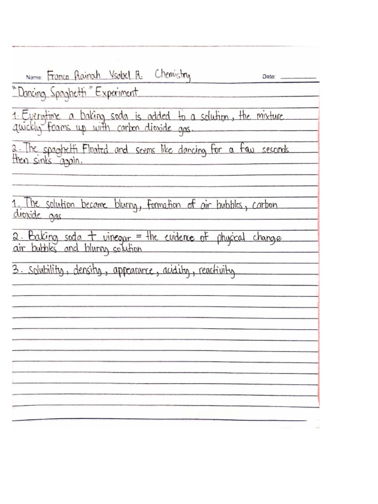 Dancing Spaghetti Experiment - Chemistry | PDF