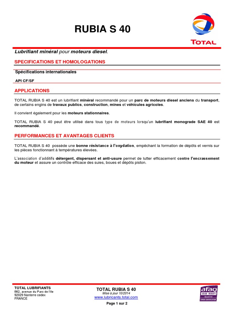 FDS Rubia s40 | PDF | Moteur diesel