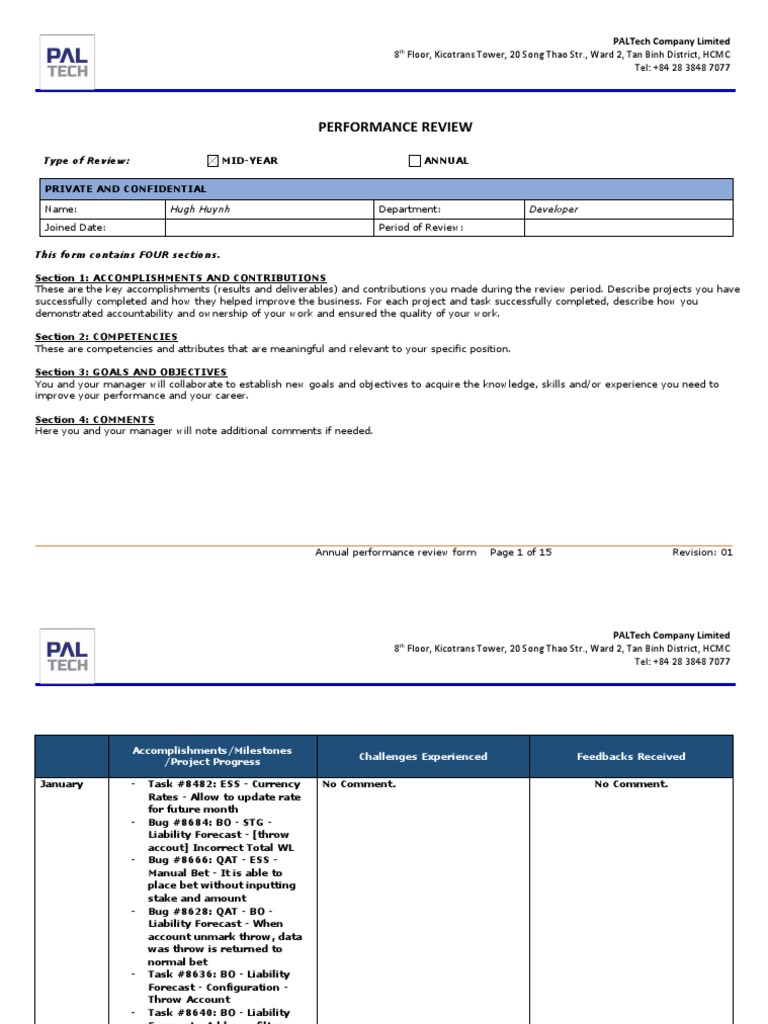 PALTECH - Annual Performance Review | PDF | Computing | Software Engineering