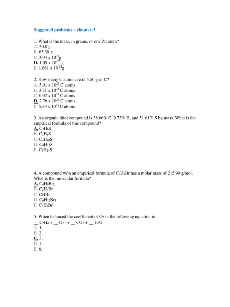 SuggProbChap 3,4,5 | PDF | Gases | Acid
