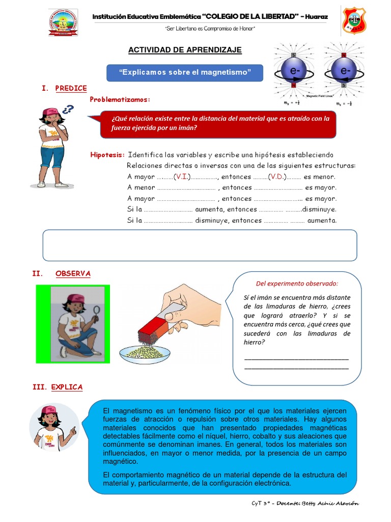 Actividades de Magnetismo para Tercero | PDF | Magnetismo | Imán