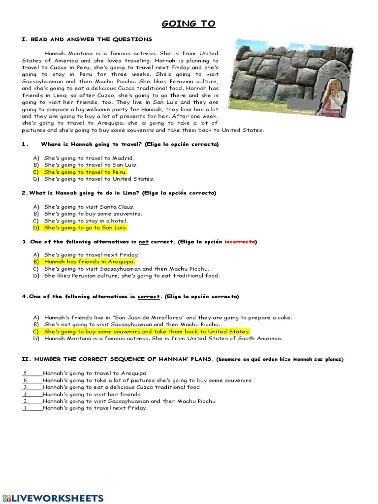 Be Going To - Reading | PDF | Peru | South America