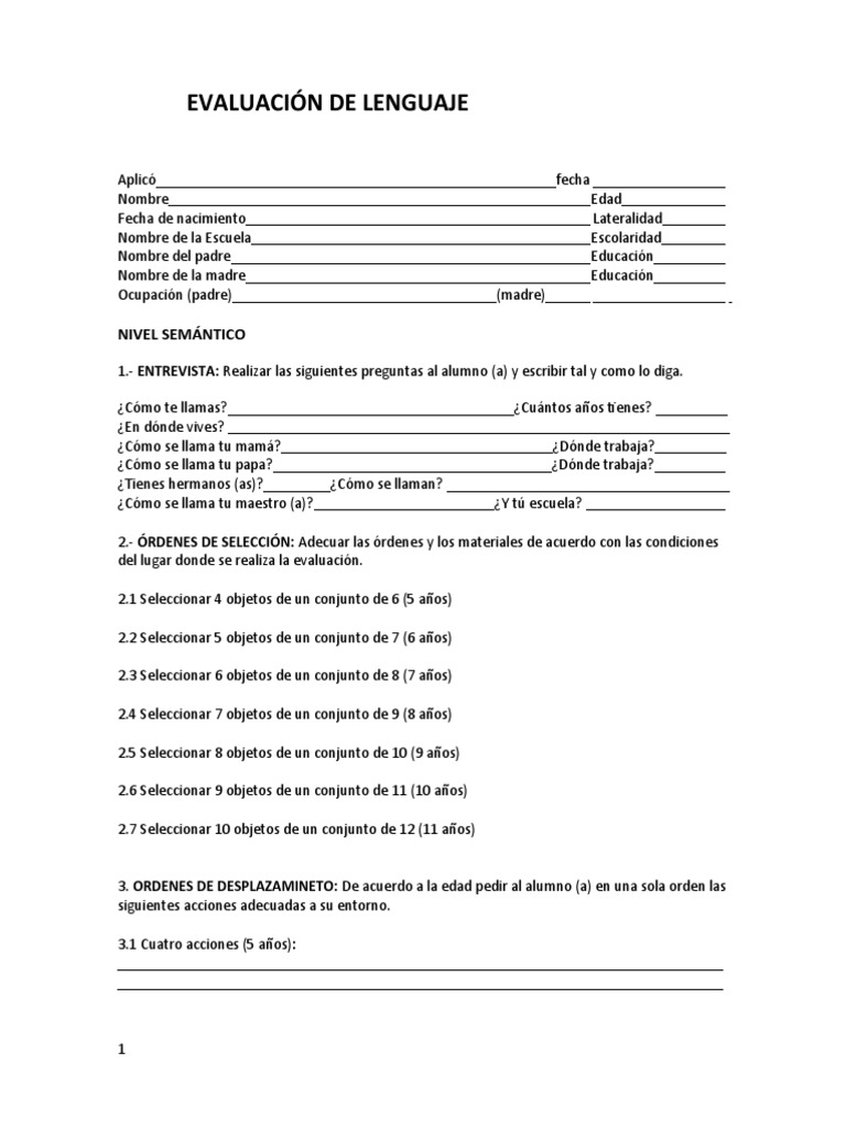 Evaluacion de Lenguaje Bataz | PDF | Anatomía humana | Anatomía